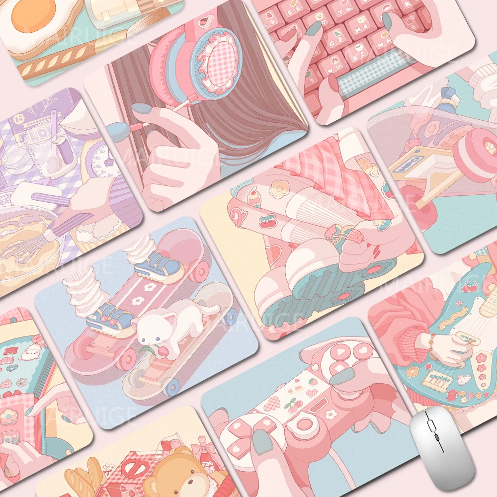 Pink-Cute-Small-Mouse-Pad-Cheap-Girly-Mousepad-Kawaii-Cats-Cartoon ...