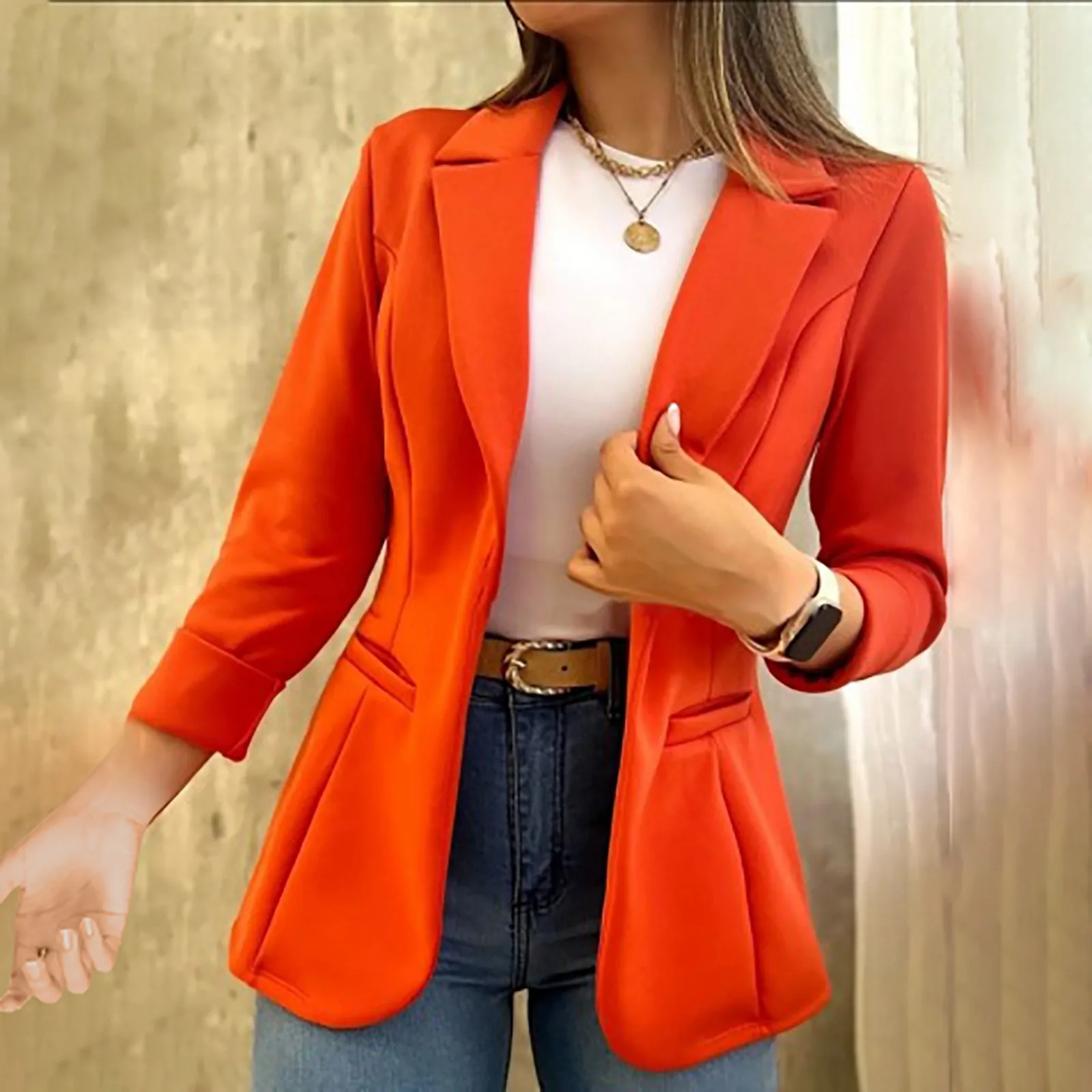 Office-Lady-Slim-Fit-Red-Suit-Jackets-Women-s-Long-Sleeve-High-Waist ...