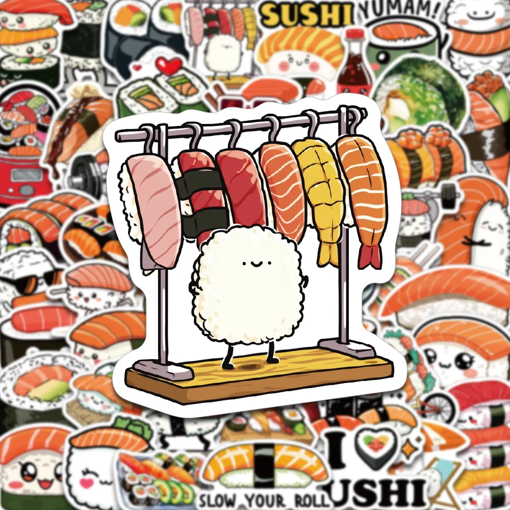 50PCS Cute Cartoon Sushi Cute Graffiti Sticker Funny and Fun Food Daily ...