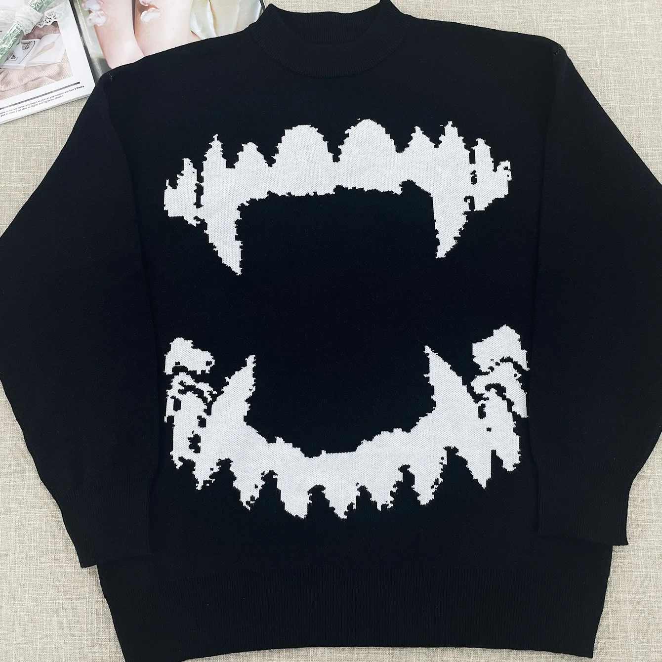 2024-Y2K-Retro-Sweater-In-Autumn-And-Winter-Y2K-Teeth-Marks-Pattern ...