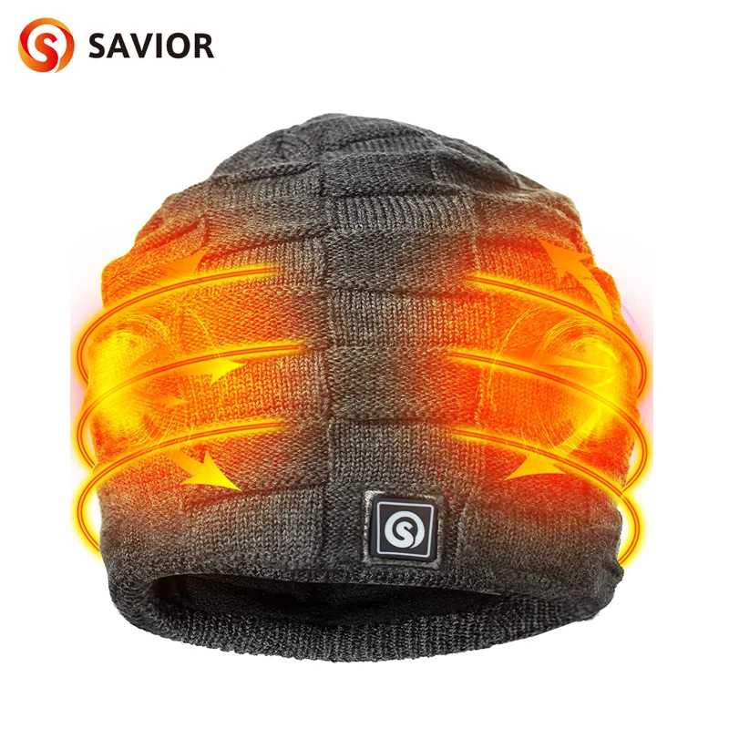 Savior Heated Hat Electric Battery Winter Heat Knitting Beanie Cap For ...