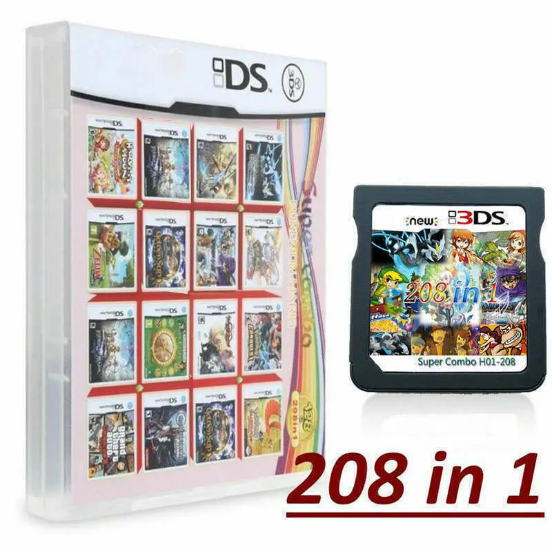 208 In 1 Series Compilation Classic Game Version NDSL DS 2DS 3DS Video Cartridge Console Card ...