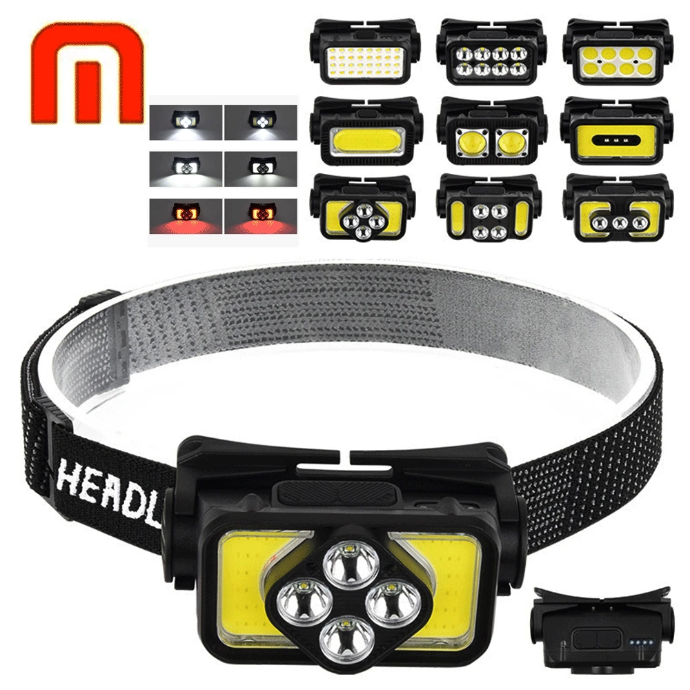 Portable LED Headlamp Inductive Type C Charging Capacity Display ...