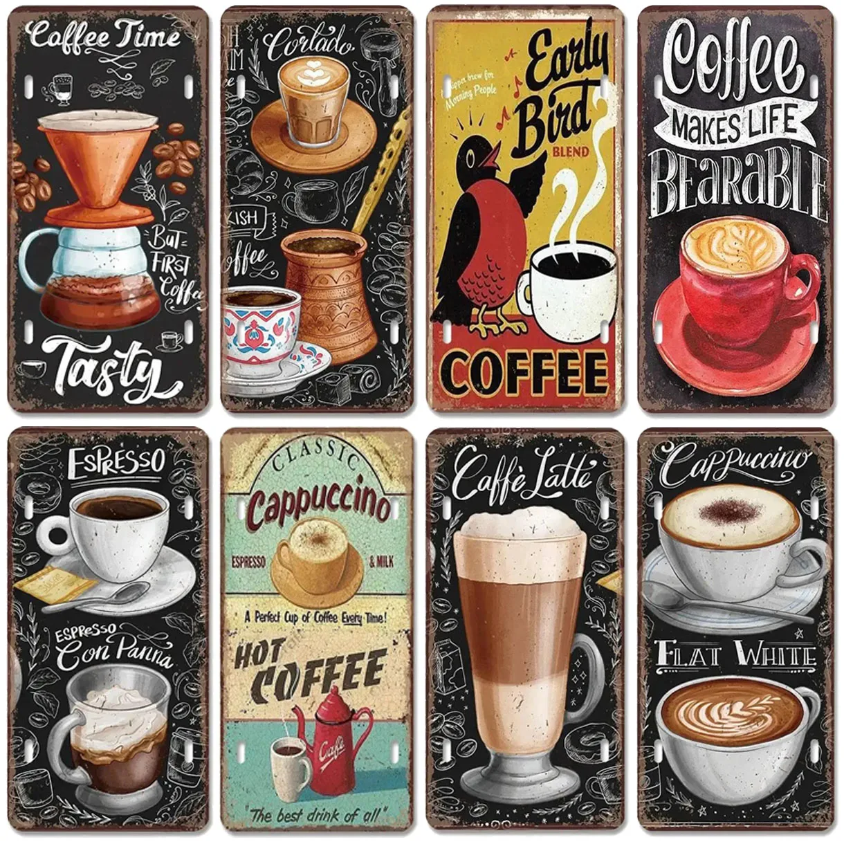 Coffee Time License Plates for Wall Decoration Metal Tin Signs Vintage ...