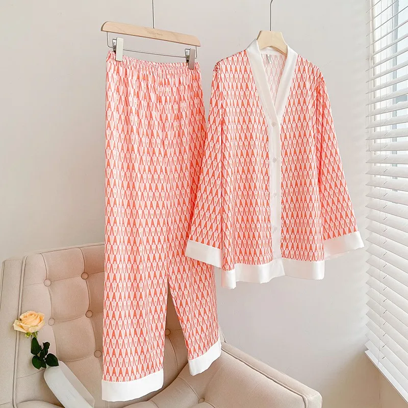 Female-Sleepwear-Print-Letter-Loungewear-Nightgown-V-Neck-Pajamas-2 ...