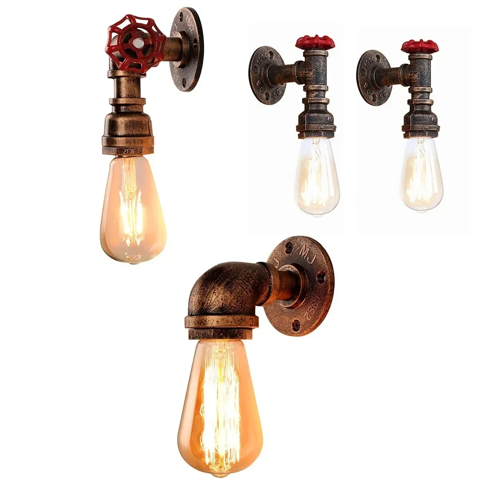 Retro-Industrial-Wall-Lights-Punk-Water-Pipe-Retro-Wall-Lamp-E27-LED ...