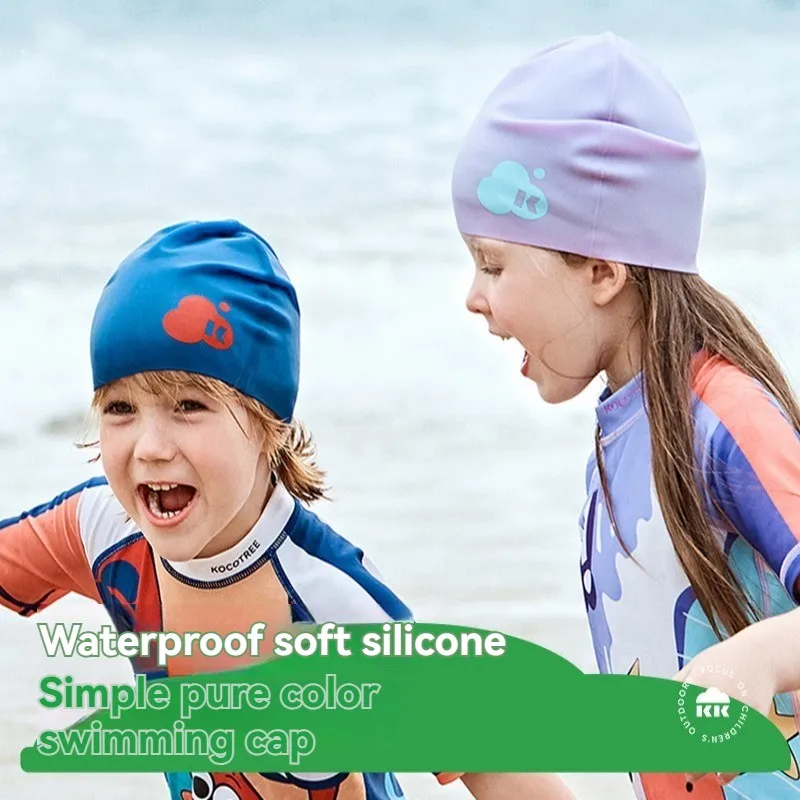 Children's Swimming Cap Silicone Waterproof Ear Protector Head-free ...