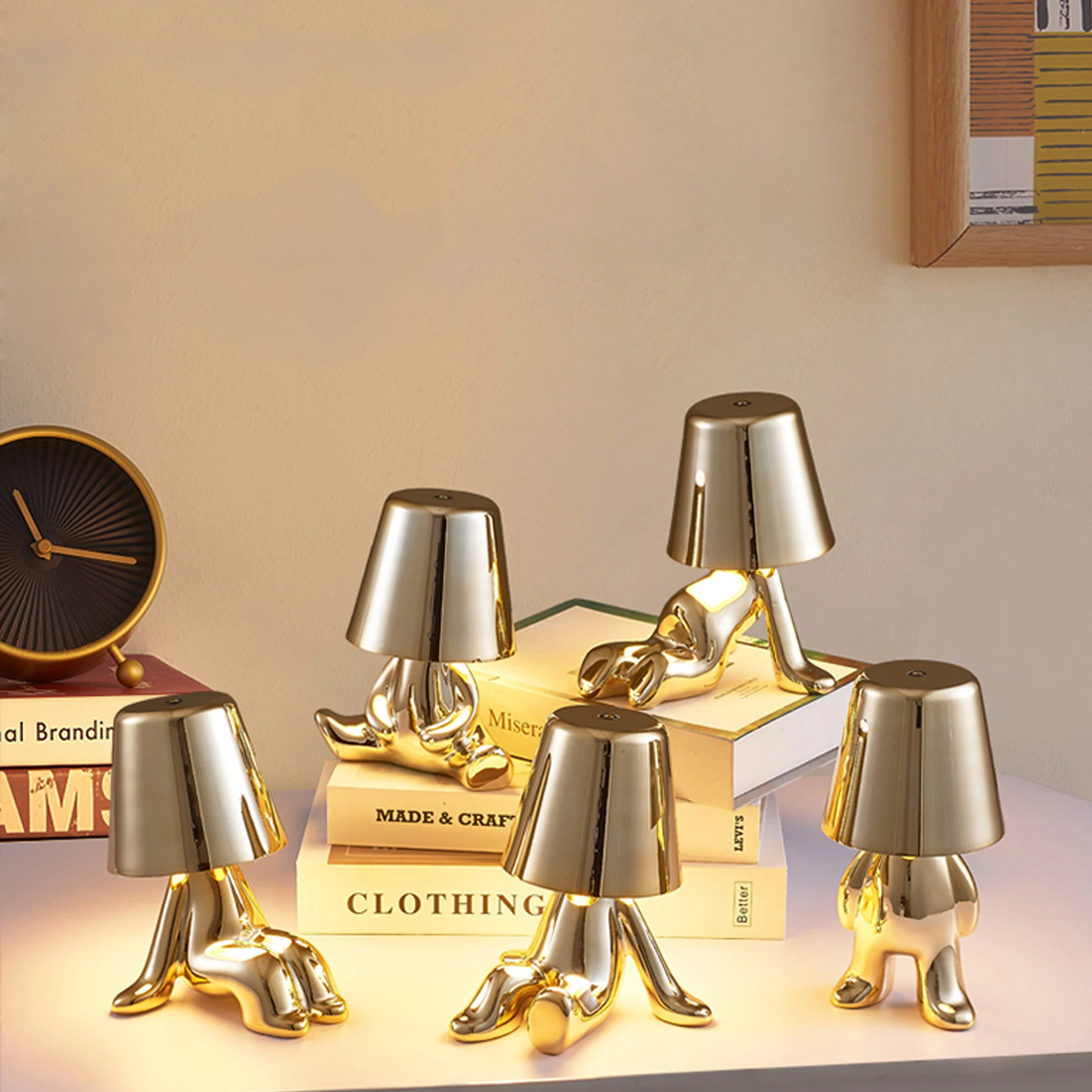 Italy-Little-Golden-Man-Table-Lamp-Resin-Led-Night-Light-Coffee-Bar ...