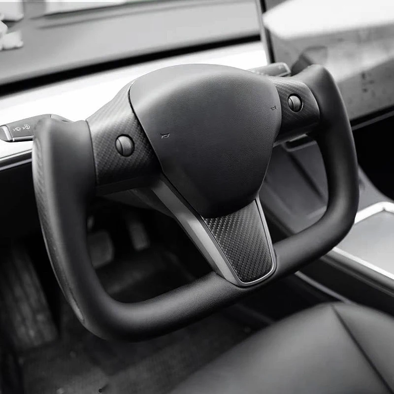 Customizable-Yoke-Steering-Wheel-Racing-Leather-Carbon-Fiber-Black ...