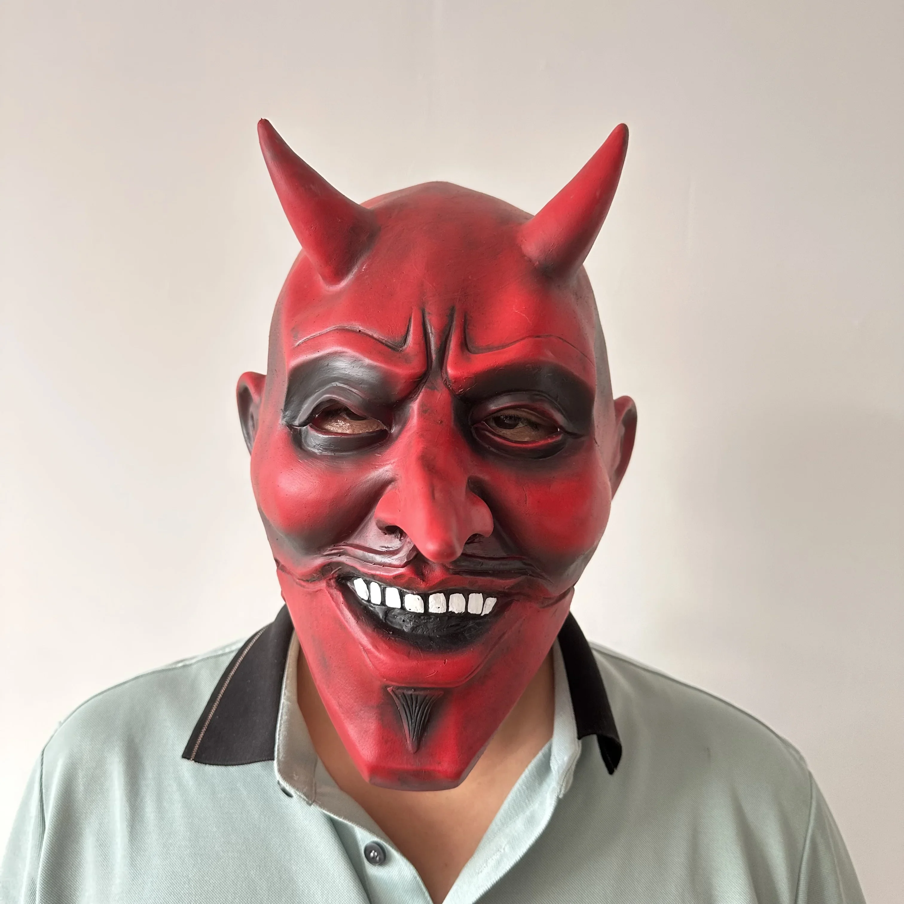 1-PC-Scary-Red-Demon-Mask-Halloween-Devil-Cow-Horns-Masks-Creepy-Full ...