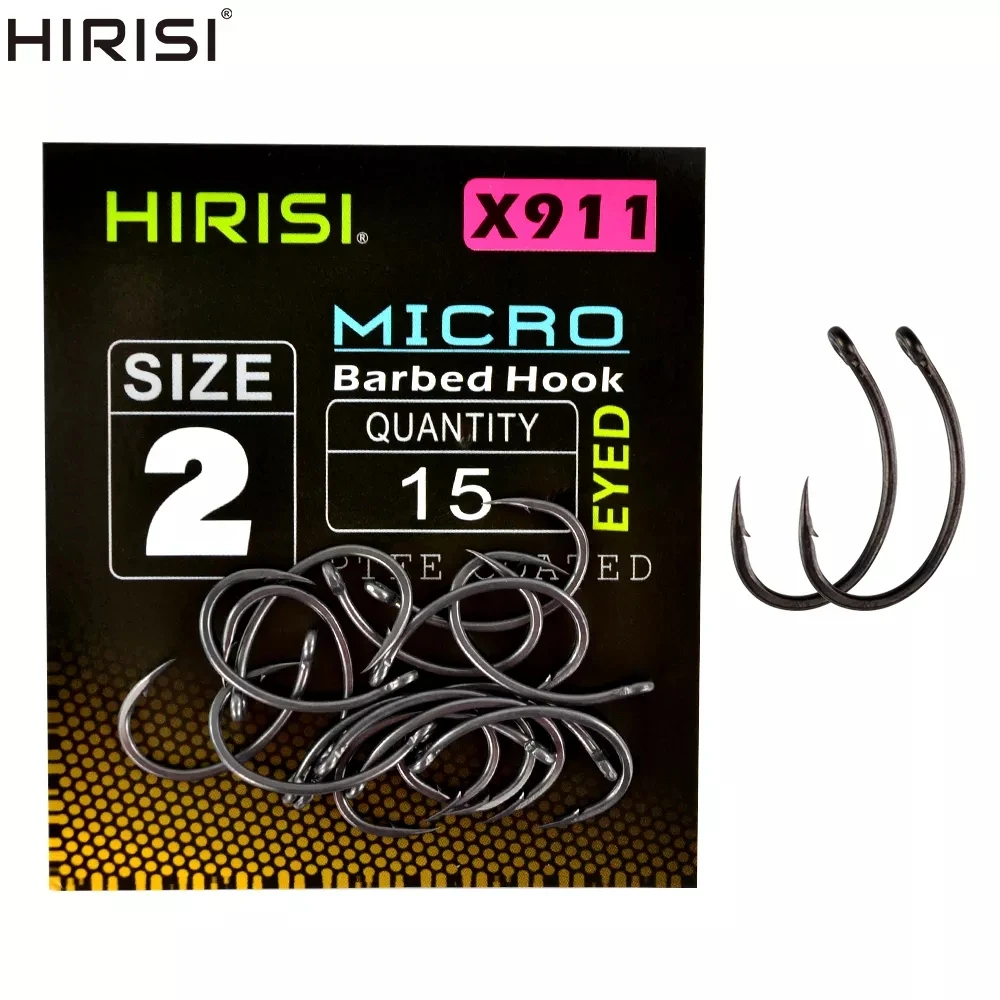 Hirisi 15pcs Micro Barbed PTFE Coated High Carbon Steel Fish Hook With ...