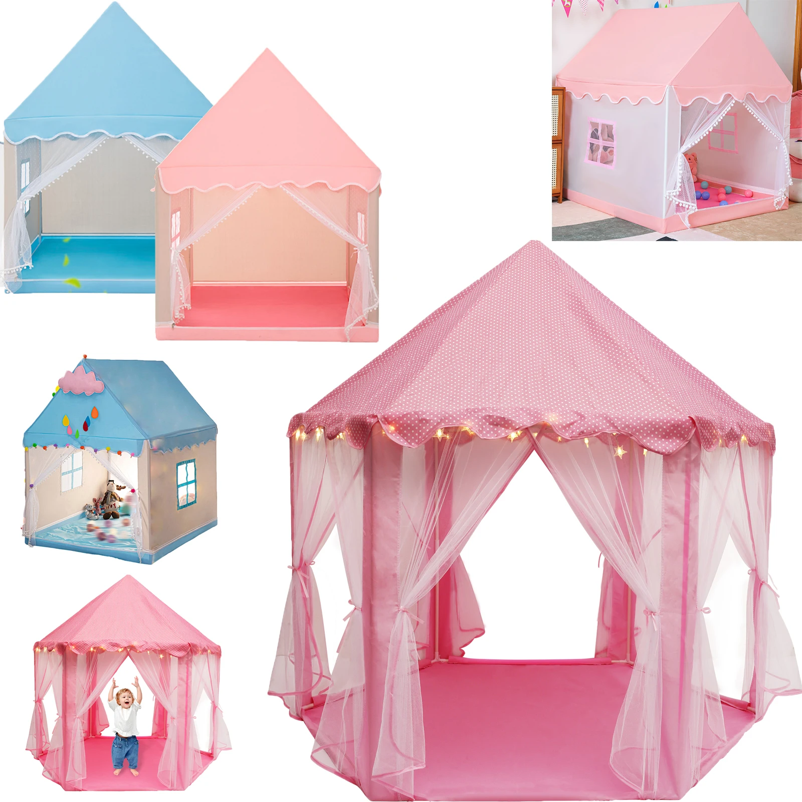 Portable-Children-s-Tent-For-Kids-Princess-Castle-Tent-Playhouse-Tent ...