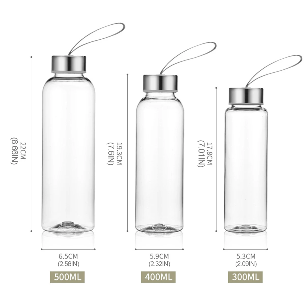 Plastic-Transparent-Round-Portable-Water-Bottles-Outdoor-Hiking-Yoga ...