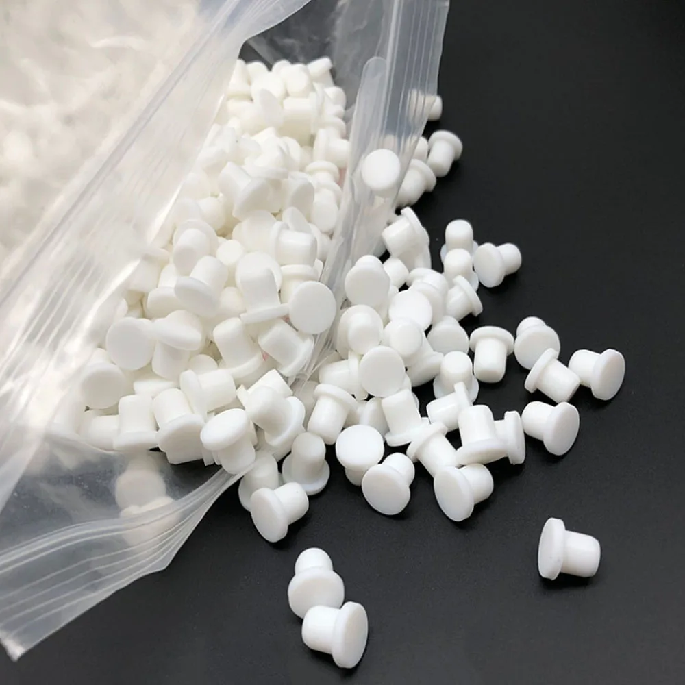 10-50pcs White Silicone Rubber Caps Snap-On T Type Plug Covers 2.7mm ...
