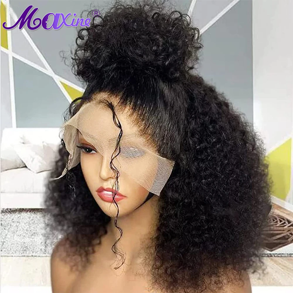 Maxine afro kinky encaracolado peruca dianteira do laço do cabelo ...
