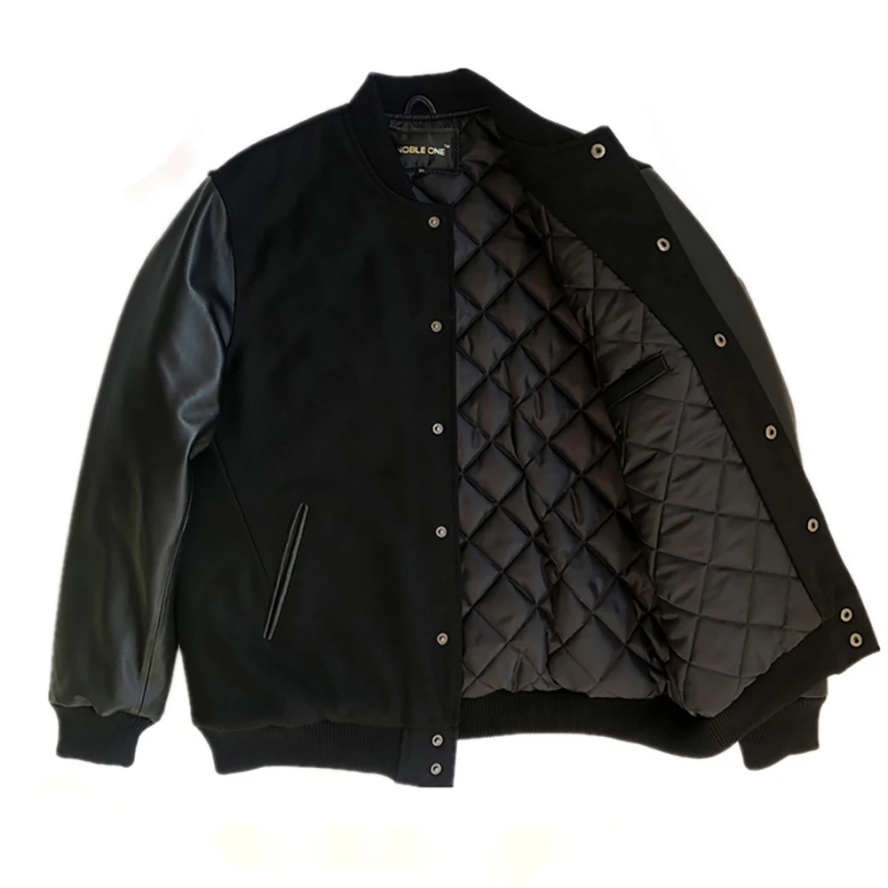 Spring-Winter-Real-Sheepskin-School-College-Team-Quilted-Varsity-Jacket ...
