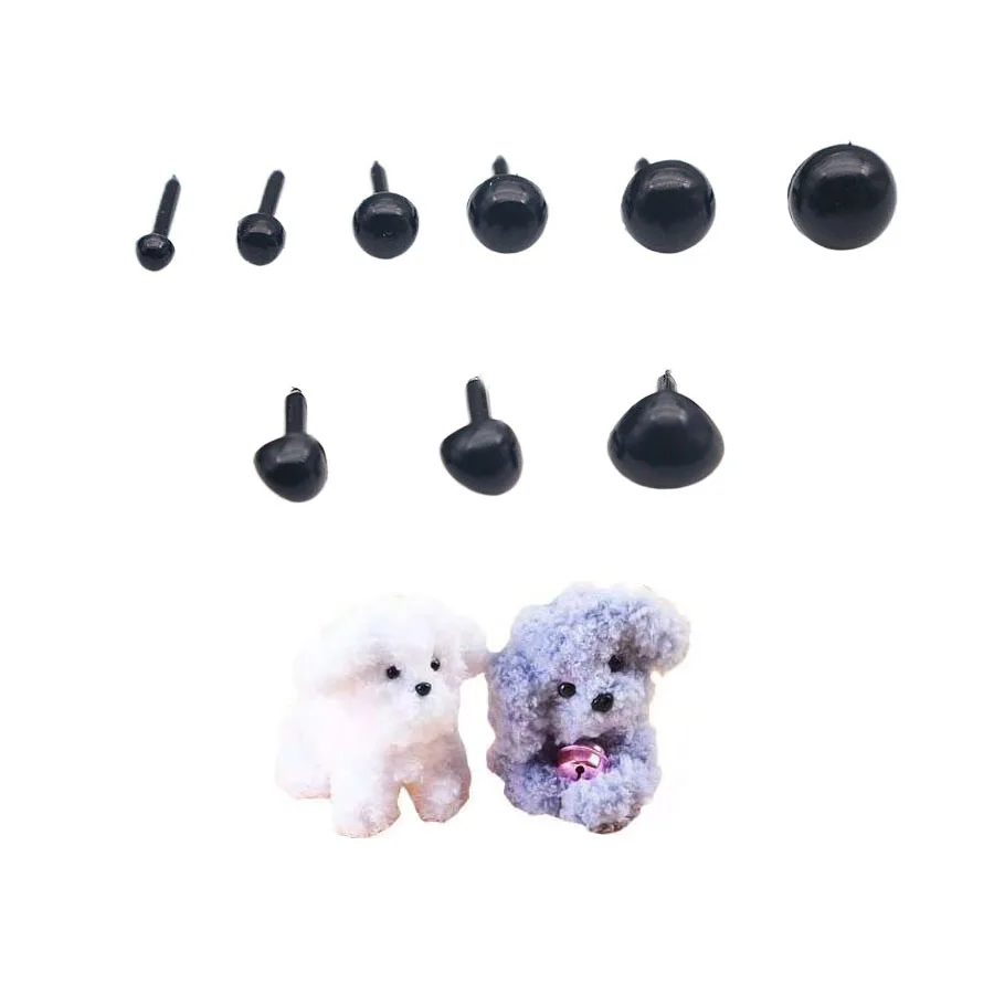 3 4 5 6 7 8mm Plastic Black Dolls Eyes Nose DIY Puppet Animals Pin ...