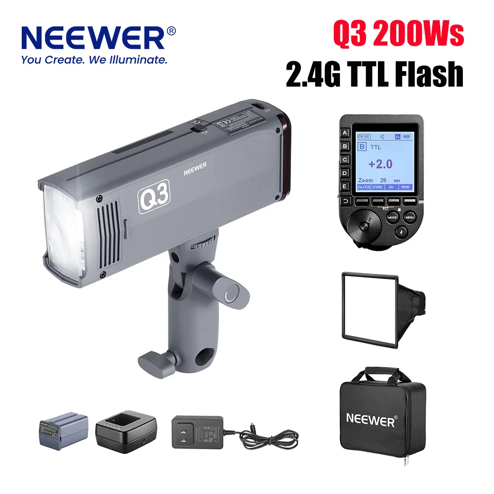 NEEWER-Q3-200Ws-2-4G-TTL-Flash-1-8000-HSS-GN58-Portable-Photography ...