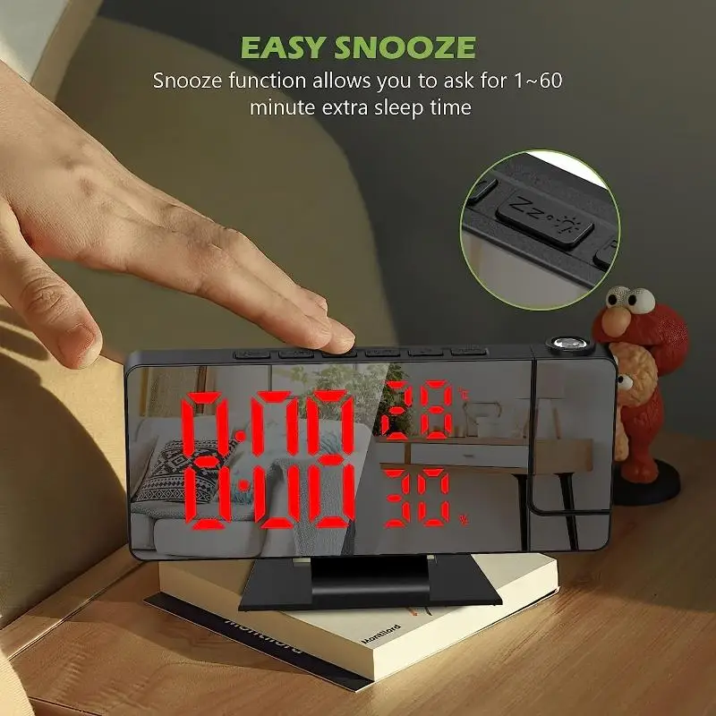 New LED Digital Alarm Clock Projection Clock With 180°Rotatable ...