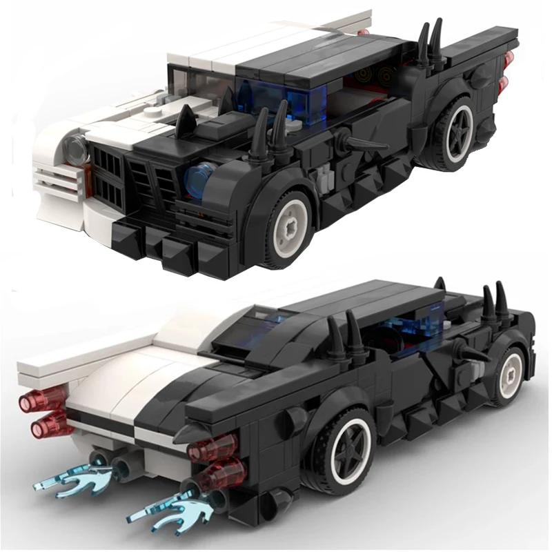MOC Technical Car Superhero Figures TwoFace's Destroyed Muscle Car and ...