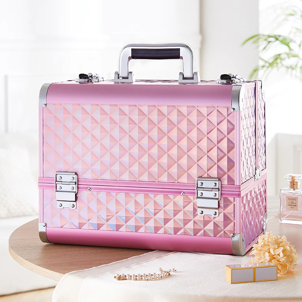 Modishion Professional Makeup Case Portable Makeup Case 2 Trays with ...