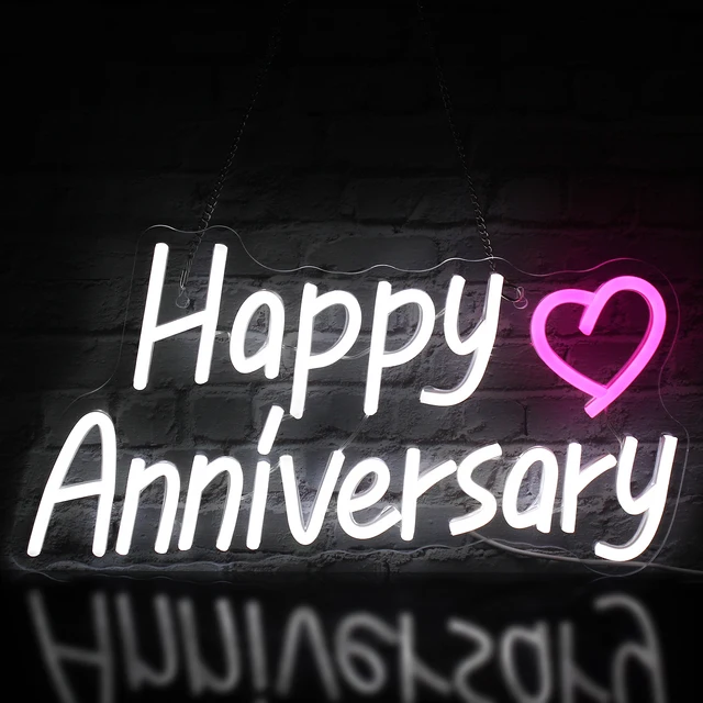 Happy Anniversary Neon Signs LED Neon Lights for Girlfriend Wife ...