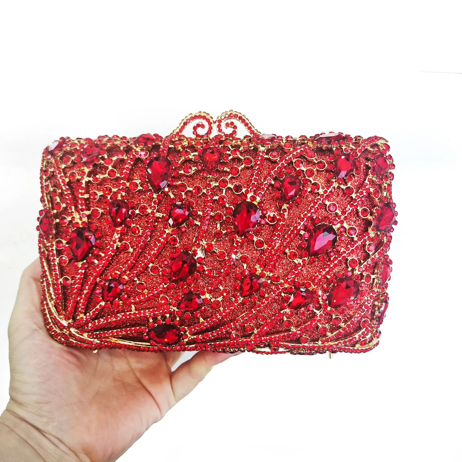 Crystal Clutch Bag Square Peacock Feather Diamond Dinner Bag Hollow ...
