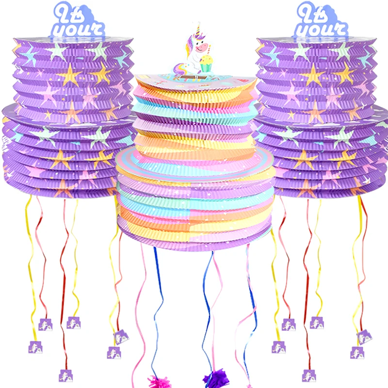 1pc Rainbow Unicorn Theme Birthday Pinatas Cute Horse Candy Gift Pinata ...