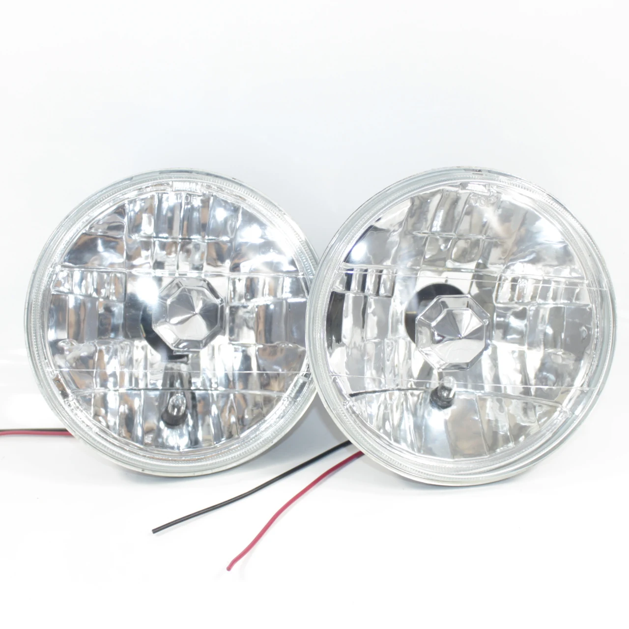 Classic-Car-7-Flat-Crystal-Clear-Halogen-Headlight-Conversion-Pilot ...