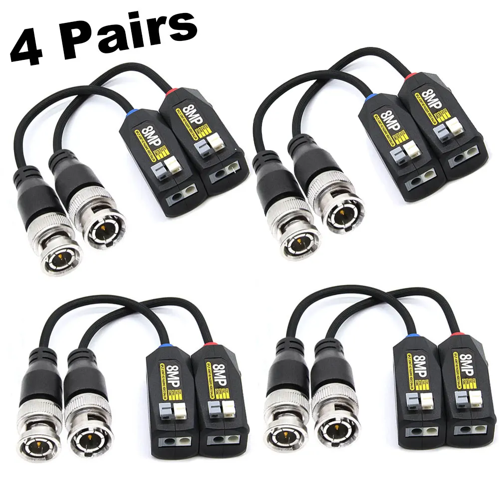 Balun HD Cat5 RJ45 to BNC Video Baluns transceiver Passive with Power ...