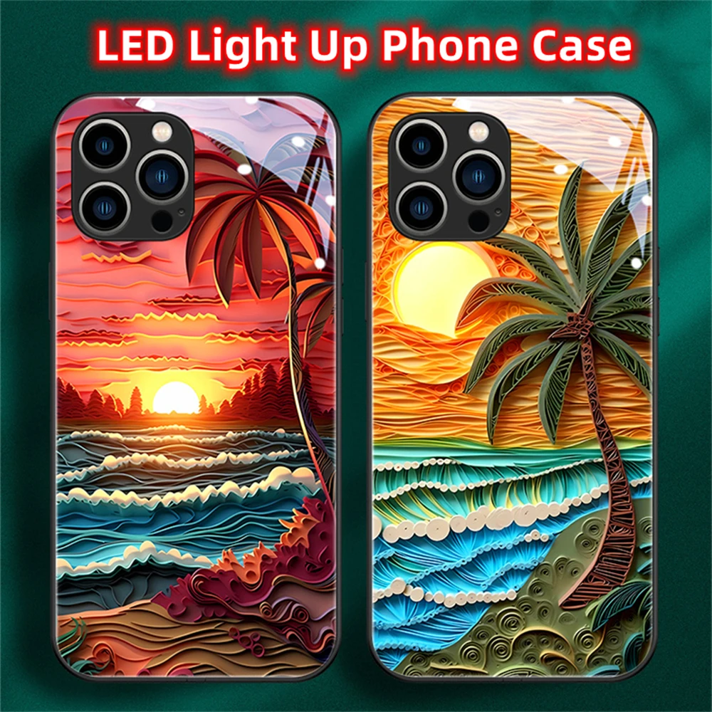 Hot-Summer-LED-Light-Glowing-Luminous-Glass-Back-Phone-Case-For-iPhone ...