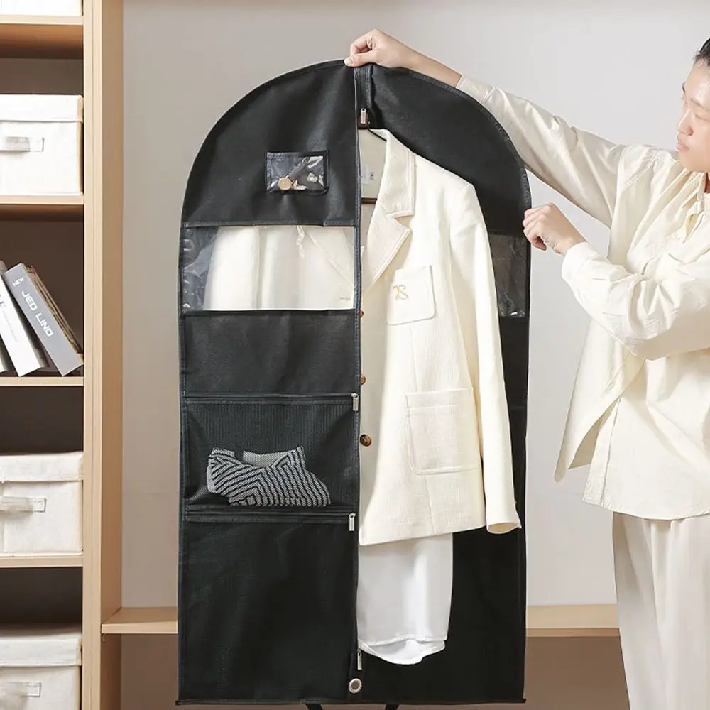Gusseted Suit Cover Hanging Clothing Cover with 3 Large Mesh Shoe ...