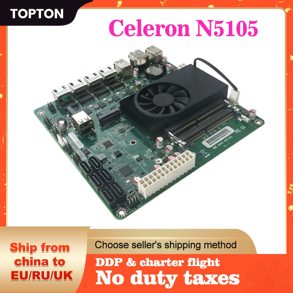 Celeron N5105 NAS Mini ITX Industrial Motherboard 17x17CM Soft Routing Intel i225-V B3 2.5Gbps 4 ...