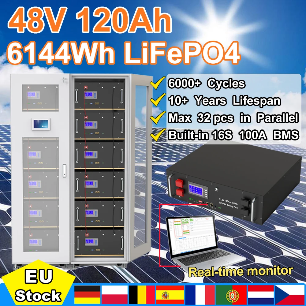 48V-120Ah-LiFePO4-Battery-100Ah-200Ah-51-2V-Built-in-16S-Smart-BMS ...