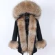 MaoMaoKong Natural Real Fox Fur Jacket Hooded Black Waterproof Woman Winter Warm Coat Parkas ...