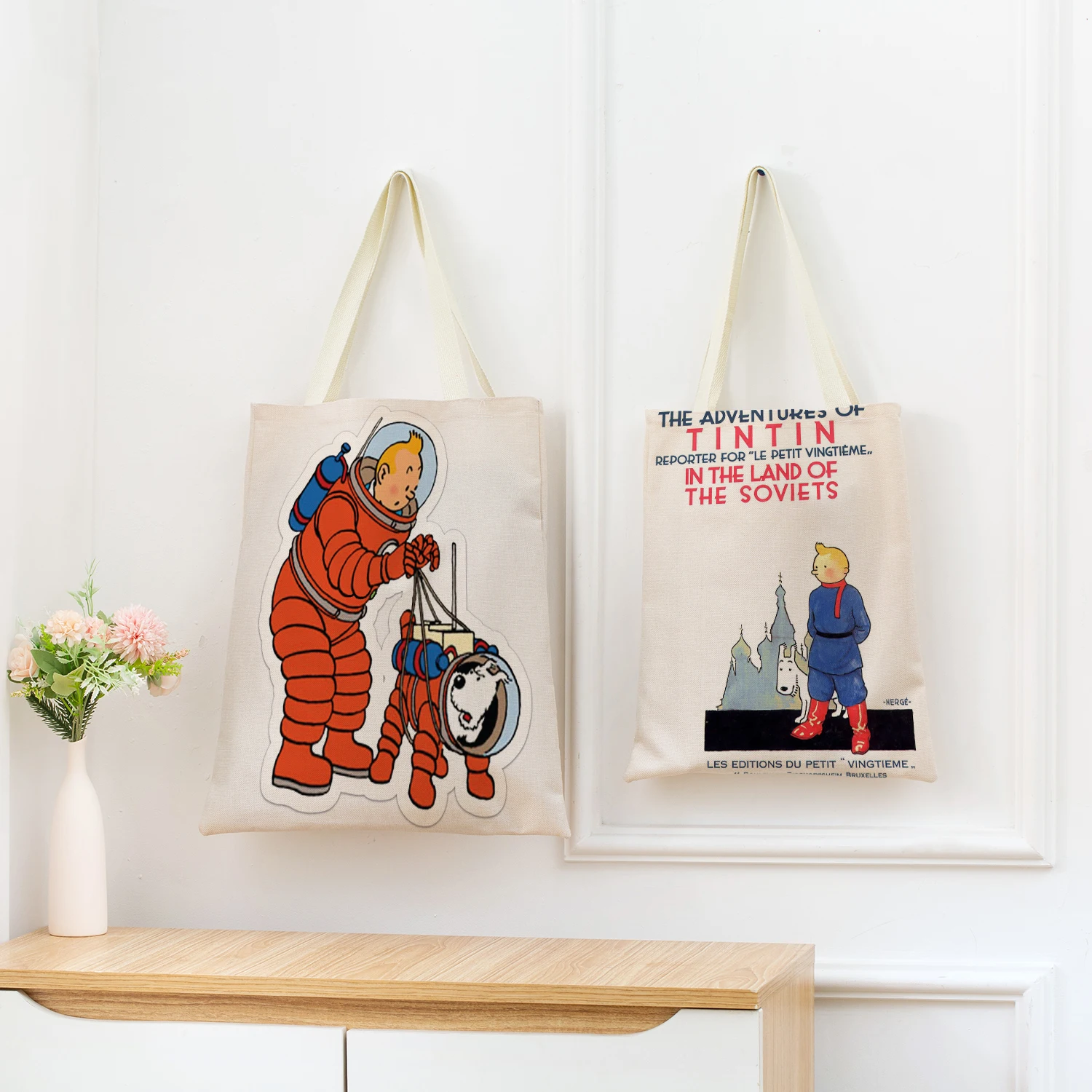 Adventures Of Tintin Double-sided Print Portable Shopping Bag Foldable ...