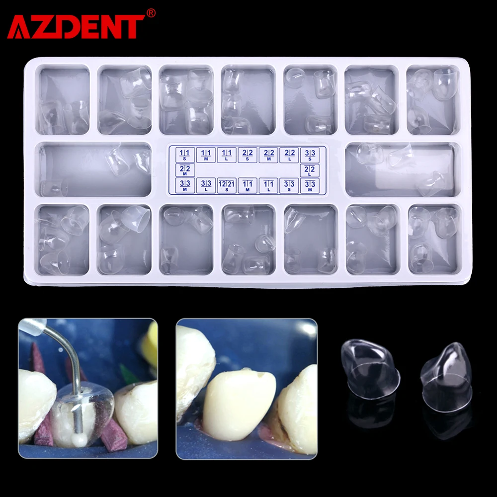 AZDENT-64pcs-Pack-Dental-Anterior-Transparent-Crowns-Temporary-Adult ...