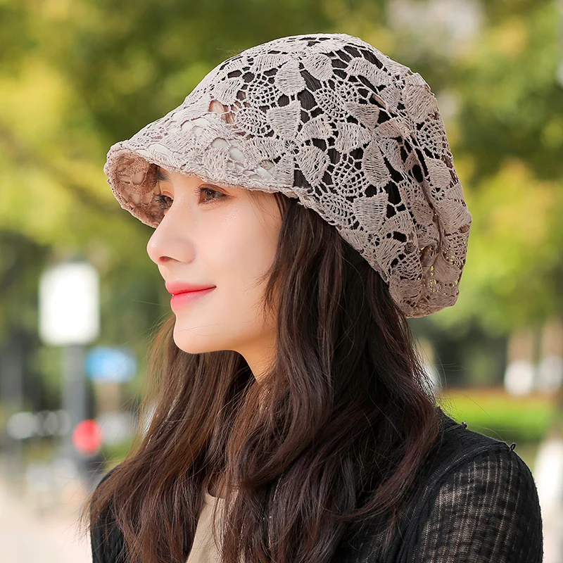 Ladies-Lace-Spring-and-Summer-Thin-Soft-brimmed-Peaked-Caps-Lace ...
