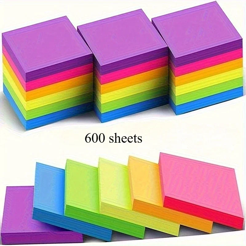 600sheets Self-Adhesive Sticky Notes Set - Colorful notebook，Bright ...