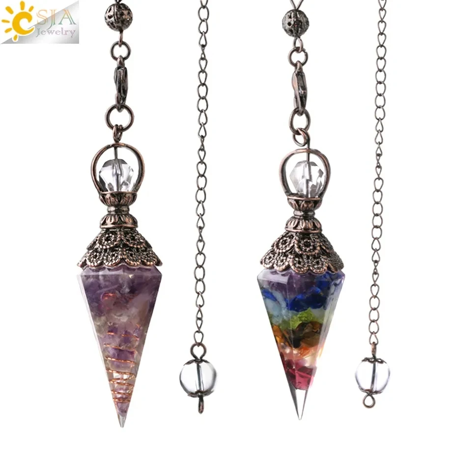 CSJA-7-Chakra-Healing-Crystals-Pendulum-for-Dowsing-Divination-Quartz-Natural-Stone-Pendulums ...