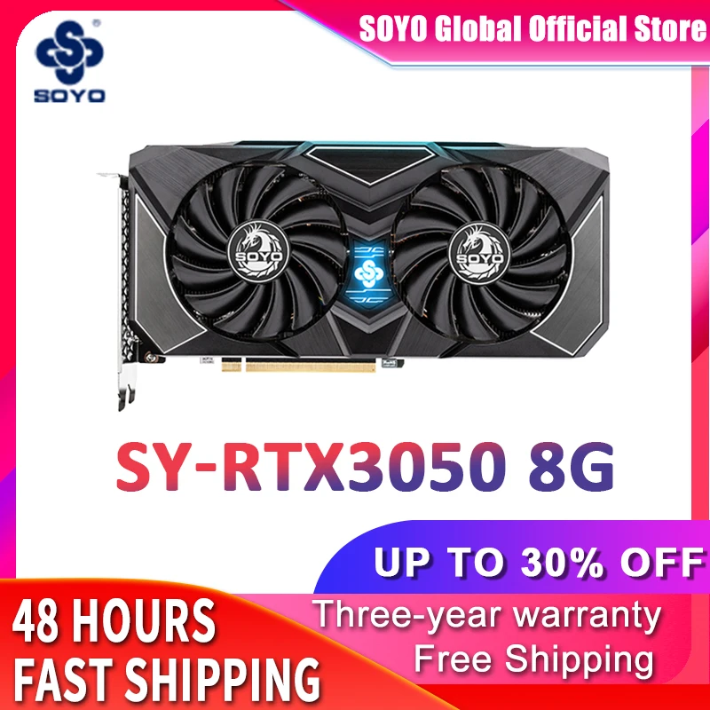 SOYO New Graphics Cards RTX 3050 Dragon 8G GDDR6 GPU NVIDIA Computer PC ...
