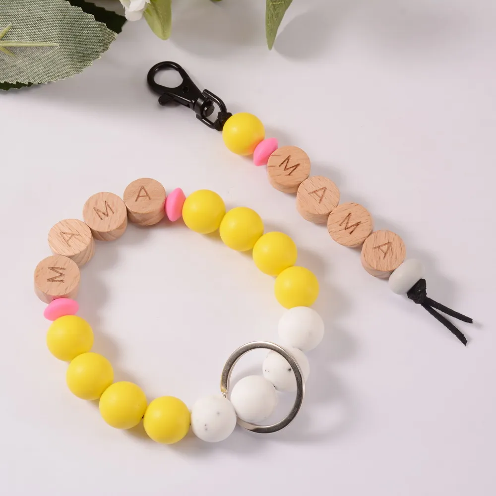 2022 New Fashion MAMA Keychain for Women Gift Silicon Beads Charm ...