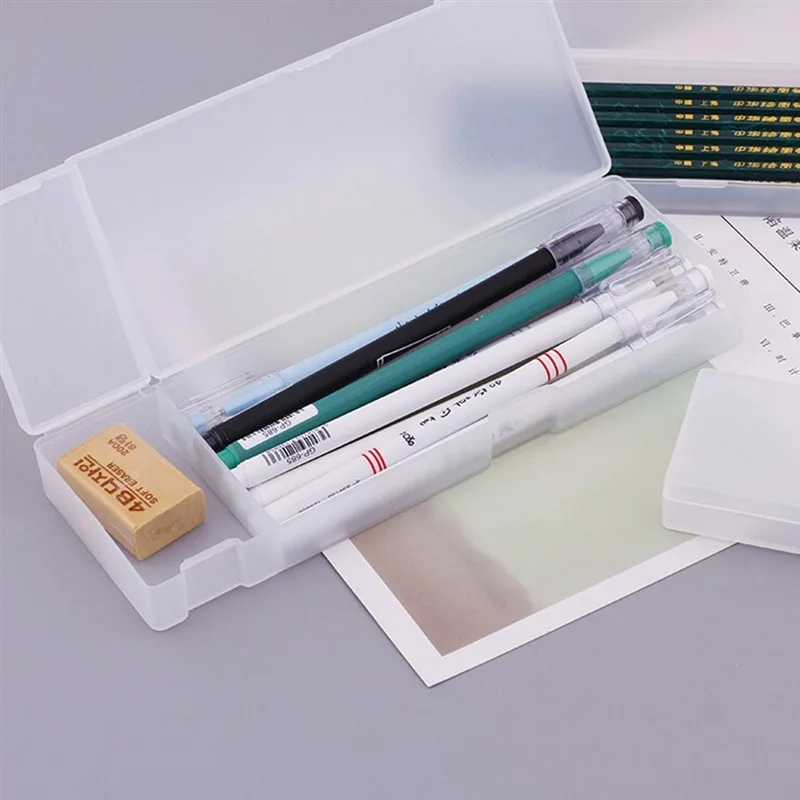 Cute Kawaii Transparent Plastic Pencil Case Lovely Pen Box For Kids ...