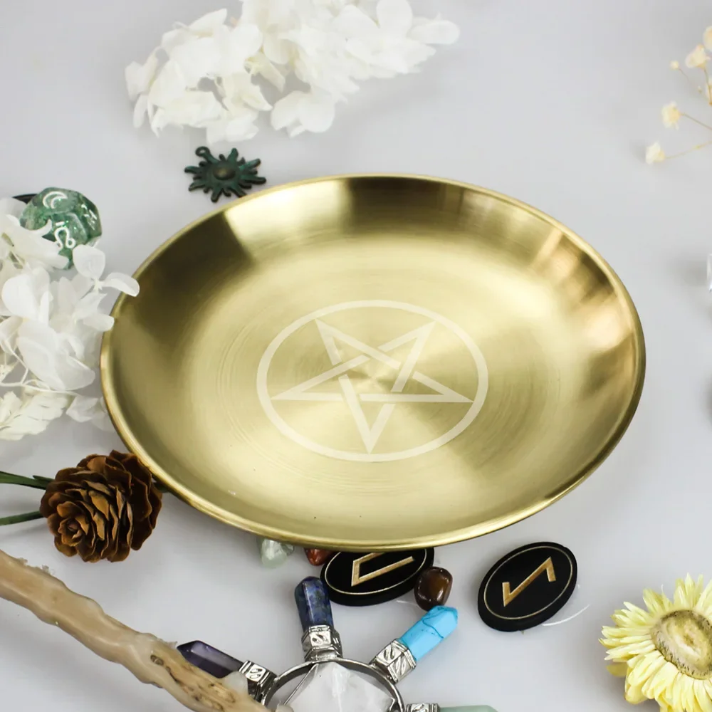 Pagan-Ritual-Tray-Altar-Pentagram-Plate-Crystal-Stone-Shelves-Candle ...