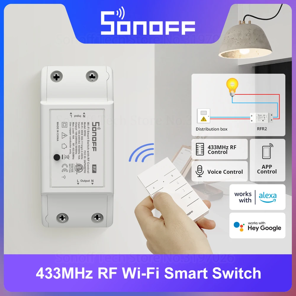 SONOFF-RFR2-10A-WiFi-433Mhz-RF-Smart-Switch-Module-Remote-Control-via ...