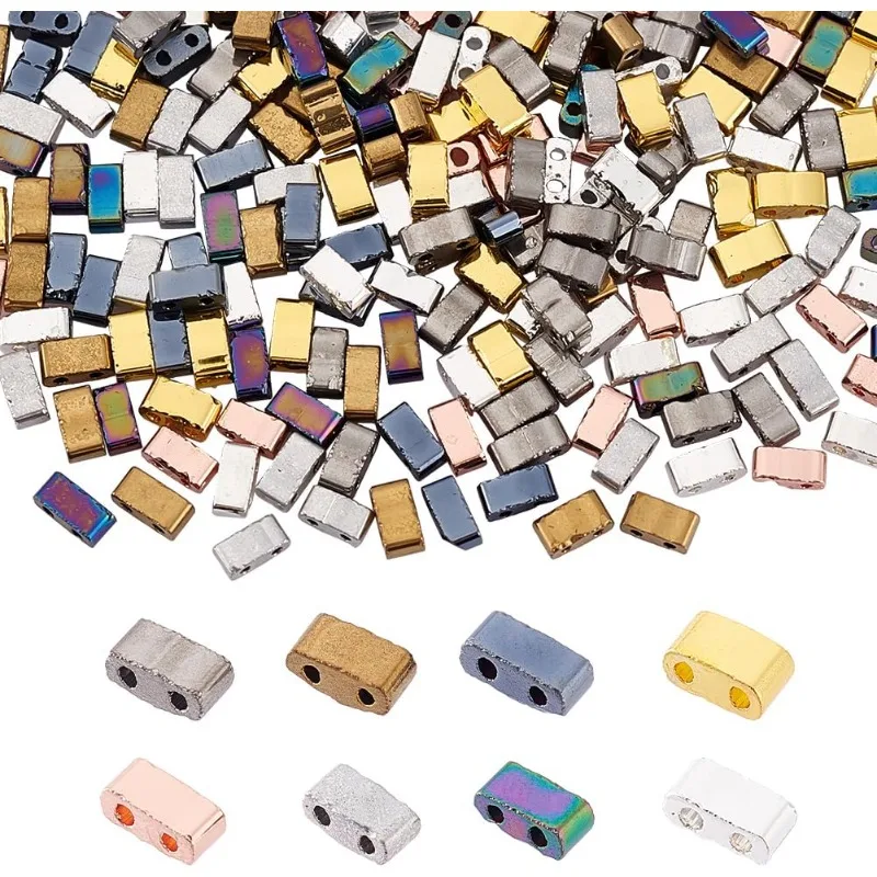 240 Pcs Half Cut Tila Beads 8 Colors 2-Hole Glass Seed Beads Rectangle ...