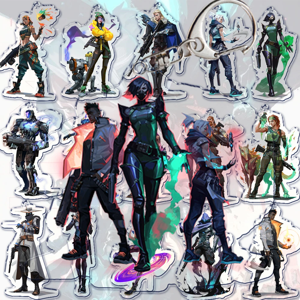 Game Keychain Valorant Sage Killjoy Jett Sova Cypher Man Key Chain for ...