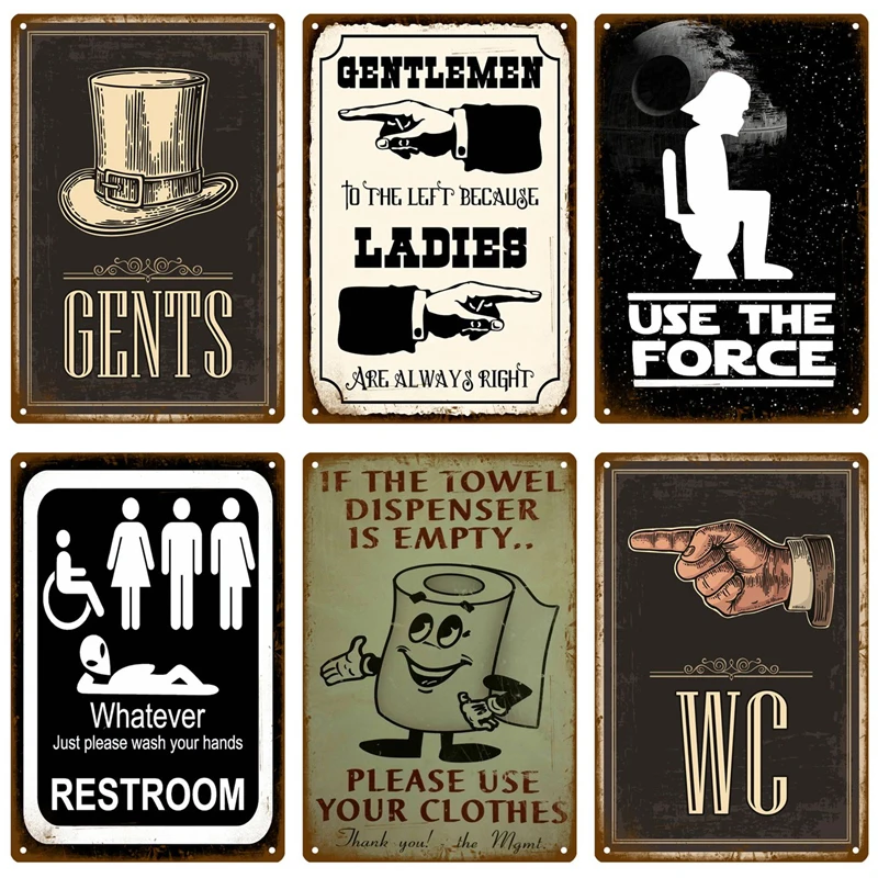 Vintage-Metal-Sign-Home-Funny-Decor-Toilet-Tin-Sign-WC-Lavatory ...