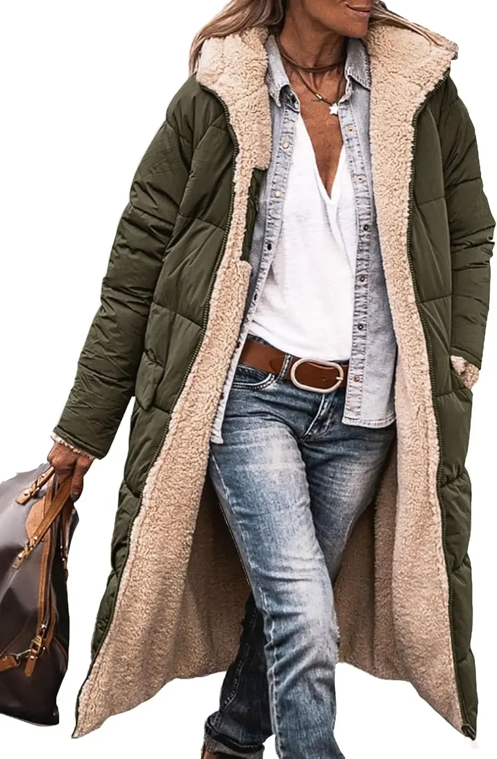 Women's 2024 Winter Fashion Clothes Oversized Shearling Fleece Long ...