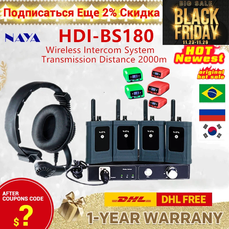 NAYA-HDI-BS180-Wireless-Intercom-System-Transmission-Distance-2000m-Full-Duplex-Signal ...